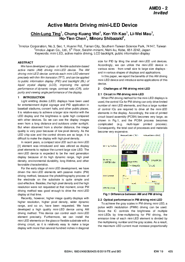 (PDF) Active Matrix Driving mini-LED Device