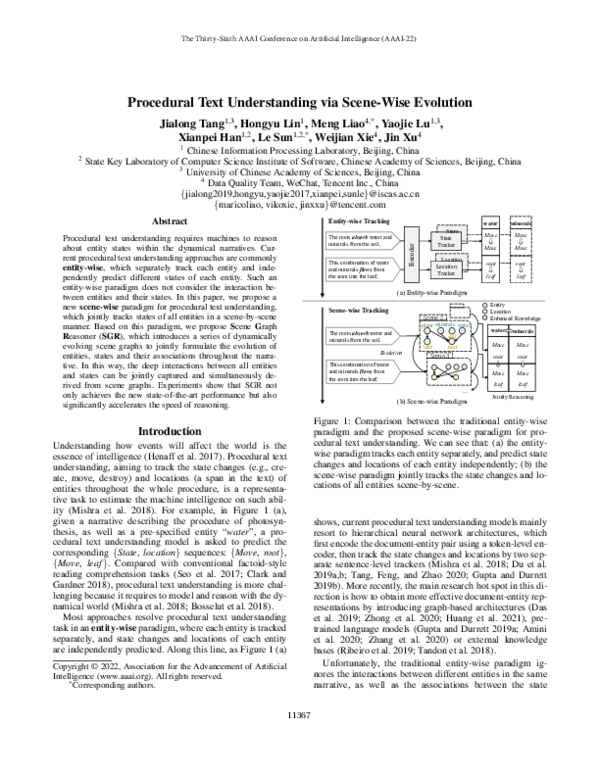 (PDF) Procedural Text Understanding via Scene-Wise Evolution