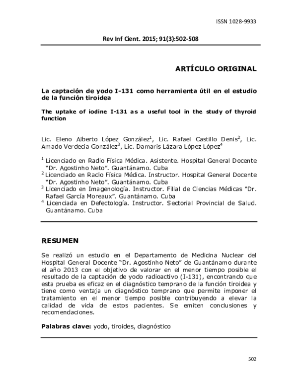 (PDF) La captación de yodo I-131 como herramienta útil en el estudio de ...