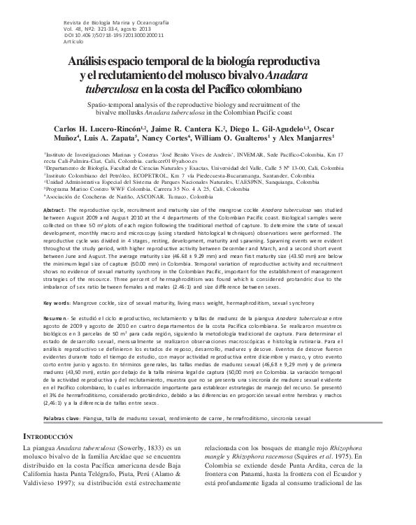 (PDF) Análisis espacio temporal de la biología reproductiva y el ...