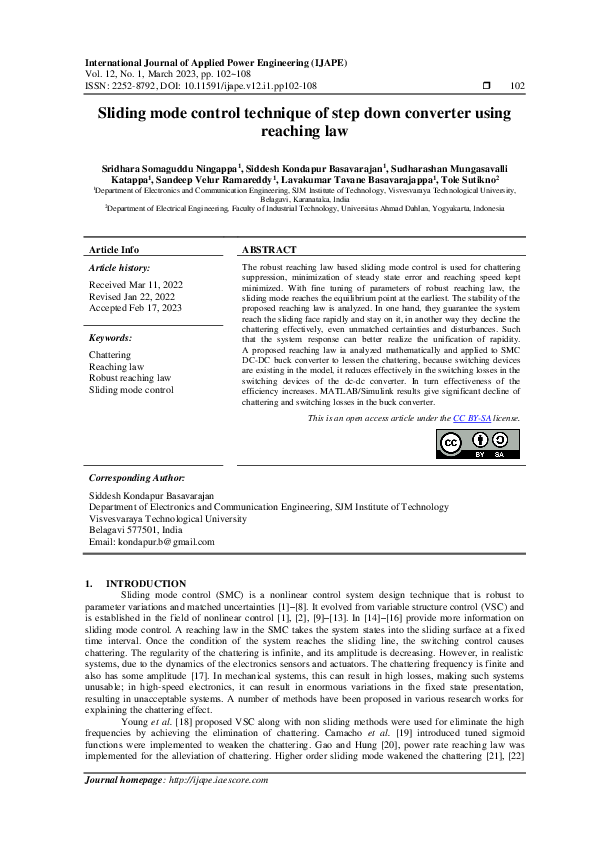(PDF) Sliding mode control technique of step down converter using reaching law