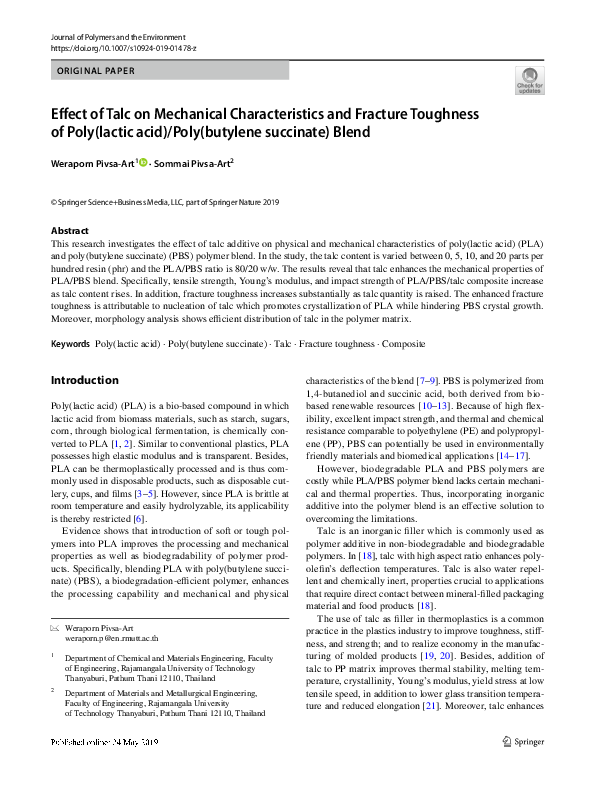 (PDF) Effect of Talc on Mechanical Characteristics and Fracture ...