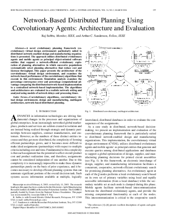 (PDF) Network-Based Distributed Planning Using Coevolutionary Agents ...