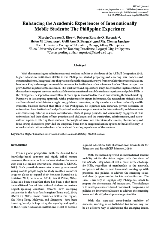 (PDF) Enhancing the Academic Experiences of Internationally Mobile ...