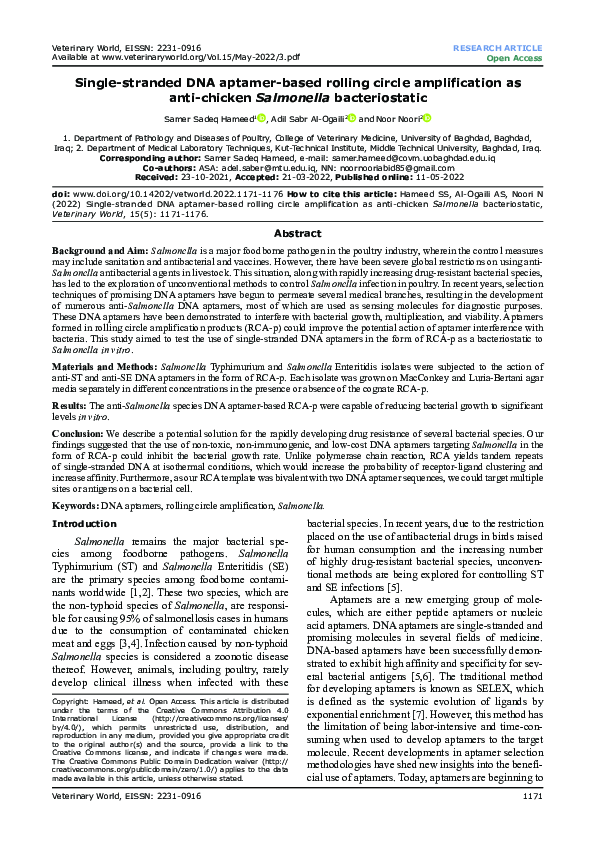 (PDF) Single-stranded DNA aptamer-based rolling circle amplification as ...