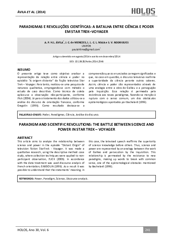 (PDF) Paradigmas e Revoluções Científicas: A Batalha Entre Ciência e ...