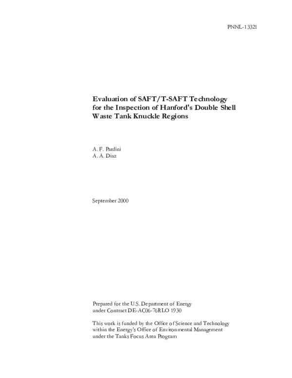 (PDF) Evaluation of SAFT/T-SAFT Technology for the Inspection of ...