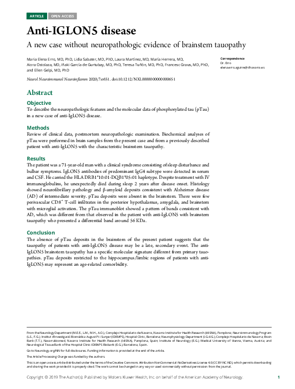 (PDF) Anti-IGLON5 disease
