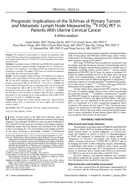 (PDF) Prognostic Implications of the SUVmax of Primary Tumors and Metastatic Lymph Node Measured ...