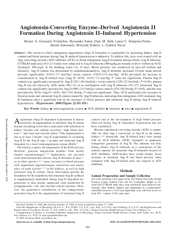 (PDF) Angiotensin-Converting Enzyme–Derived Angiotensin II Formation ...