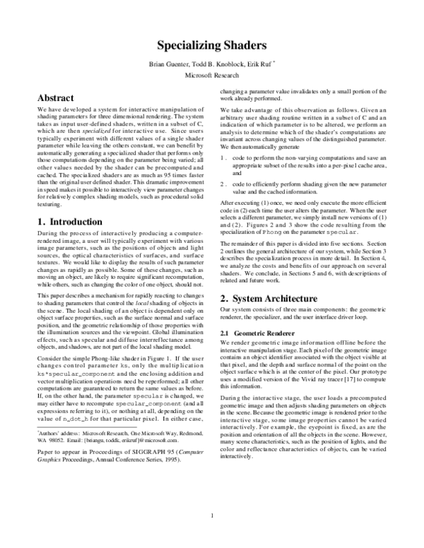 (PDF) Specializing shaders