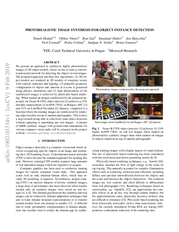 (PDF) Photorealistic Synthesis for 3D Object Detection Training
