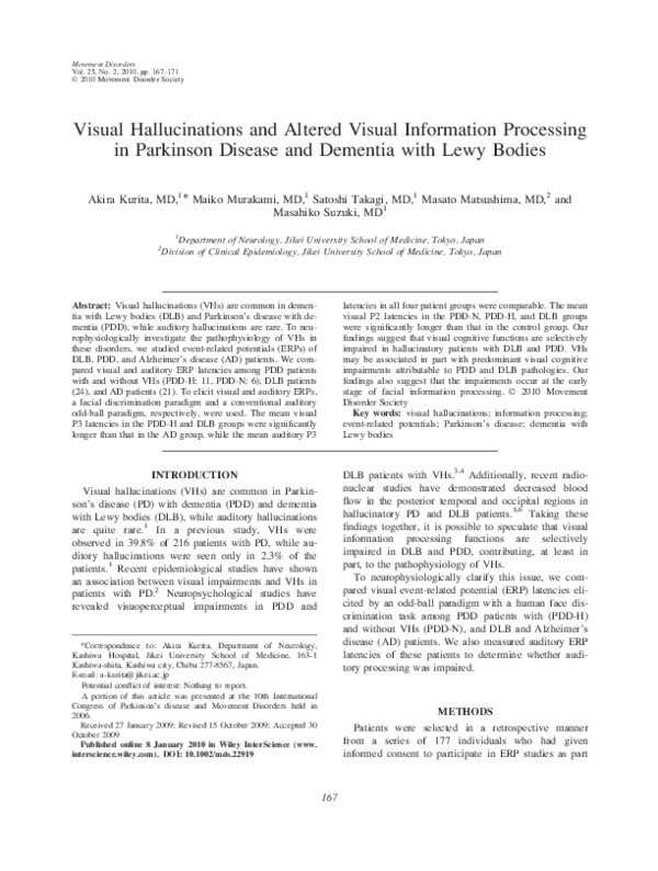 Pdf Visual Hallucinations And Altered Visual Information Processing In Parkinson Disease And