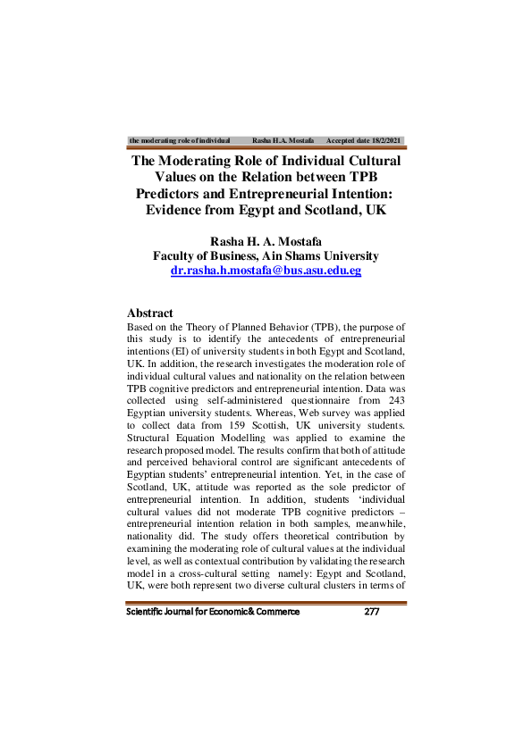 (PDF) The Moderating Role of Individual Cultural Values on the Relation ...