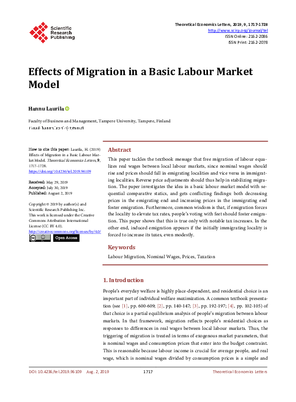 (PDF) Effects of Migration in a Basic Labour Market Model