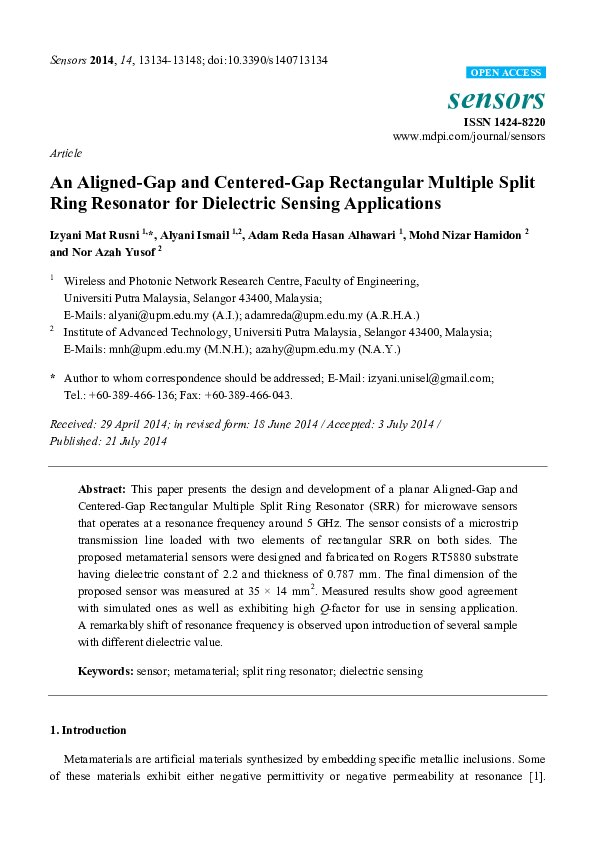 (PDF) An Aligned-Gap and Centered-Gap Rectangular Multiple Split Ring ...