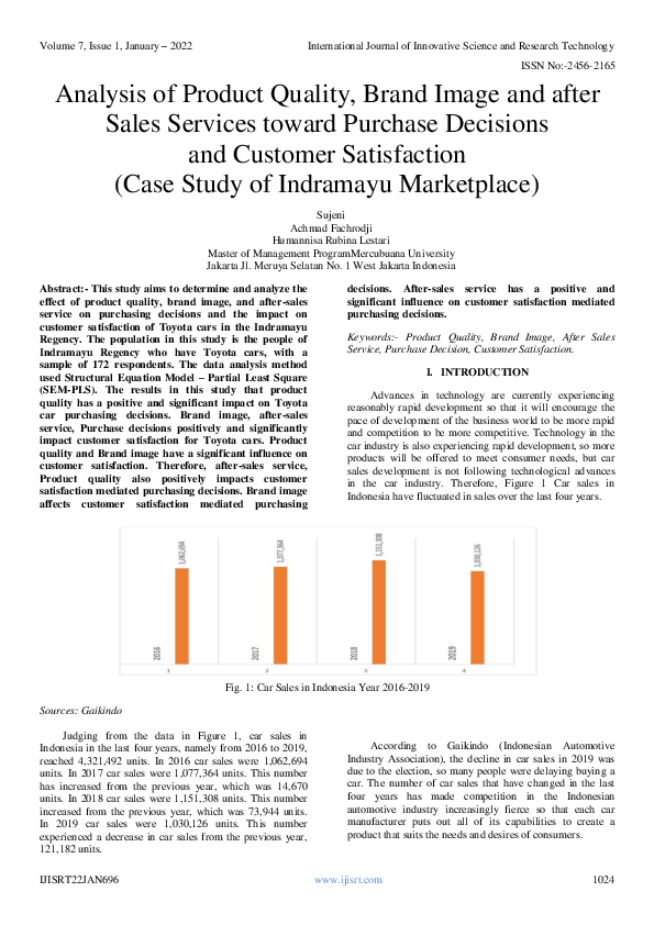 (PDF) Analysis of Product Quality, Brand Image and after Sales Services toward Purchase ...