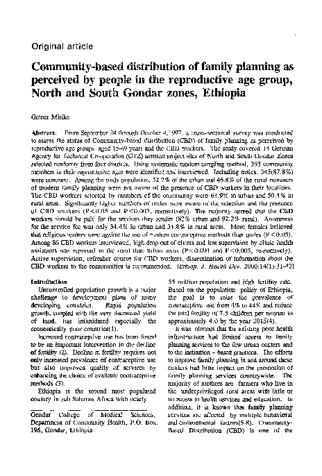 (PDF) Community-based distribution of family planning as perceived by ...