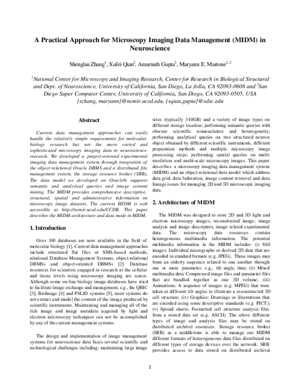(PDF) A practical approach for microscopy imaging data management (MIDM ...