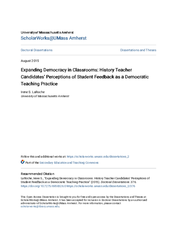 (PDF) Expanding Democracy in Classrooms: History Teacher Candidates ...