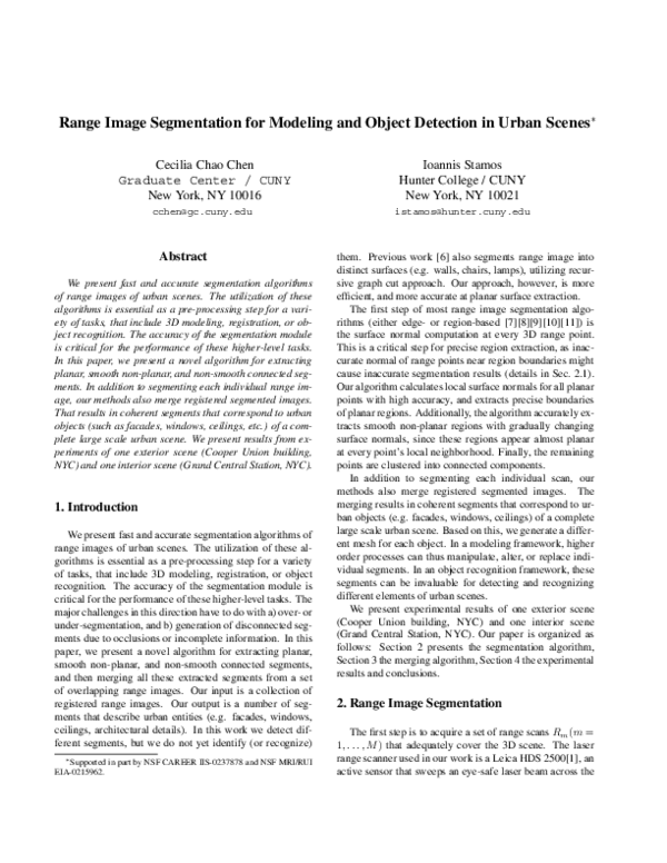 Pdf Range Image Segmentation For Modeling And Object Detection In