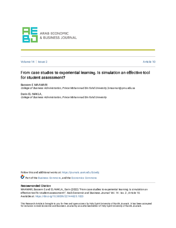 (PDF) From case studies to experiential learning. Is simulation an effective tool From case ...