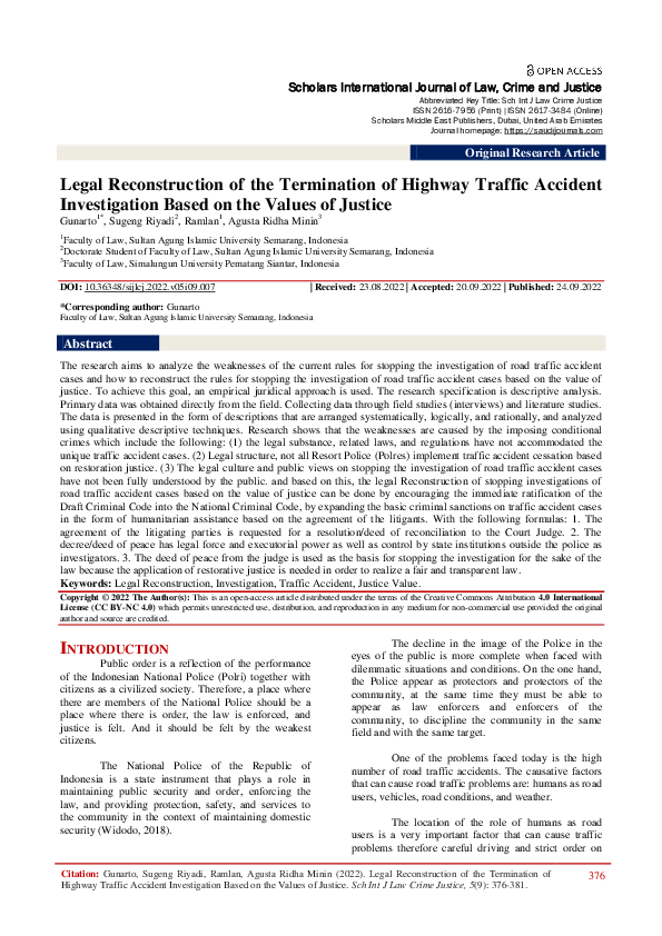 (PDF) Legal Reconstruction of the Termination of Highway Traffic ...