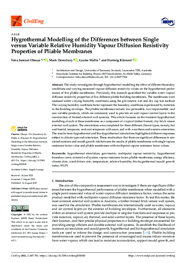 (PDF) Hygrothermal Modelling of the Differences between Single versus ...