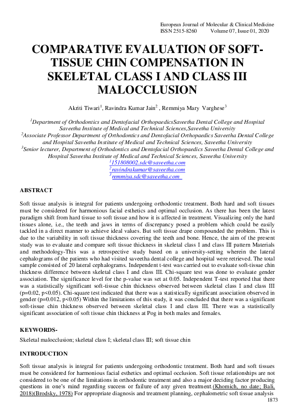 (PDF) Comparative Evaluation of Soft- Tissue Chin Compensation in ...