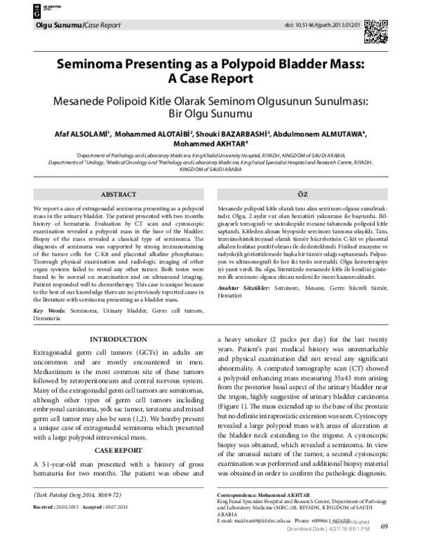 (PDF) Seminoma presenting as a polypoid bladder mass: a case report