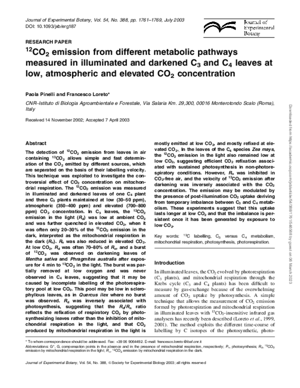 (PDF) 12CO2 emission from different metabolic pathways measured in ...
