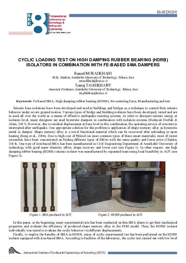 (PDF) Cyclic Loading Test on High Damping Rubber Bearing (HDRB ...