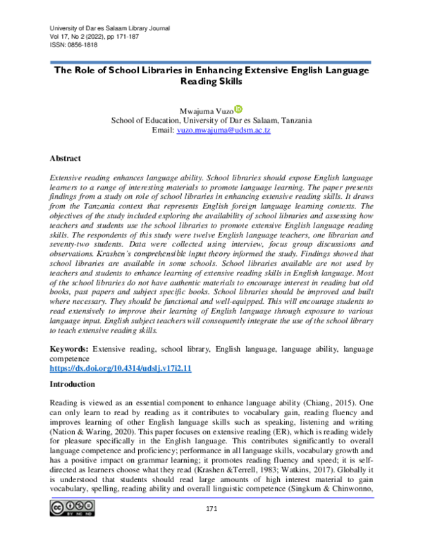 (PDF) The Role of School Libraries in Enhancing Extensive English ...