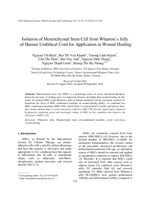 (PDF) Isolation of Mesenchymal Stem Cell from Wharton’s Jelly of Human Umbilical Cord for ...