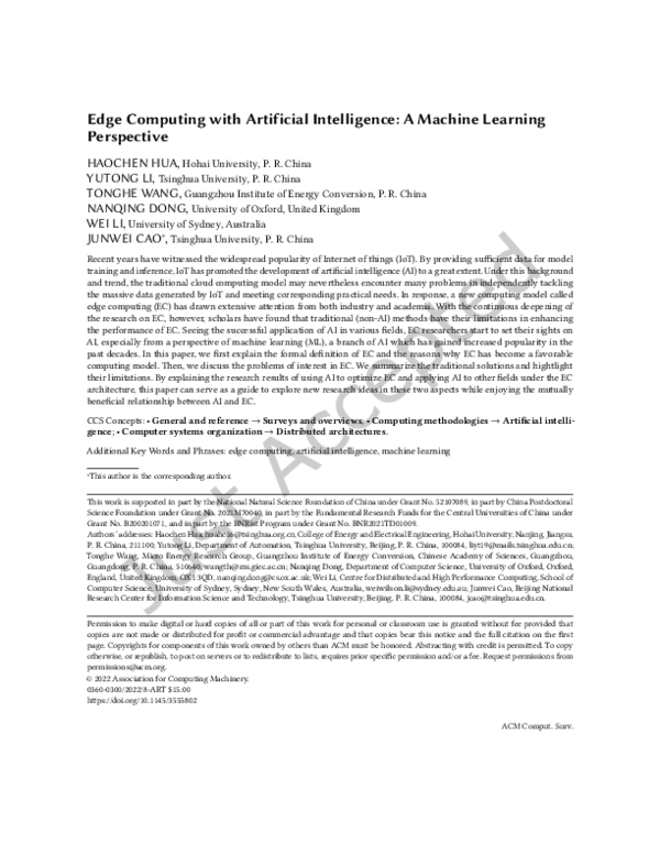 (PDF) Edge Computing with Artificial Intelligence: A Machine Learning ...
