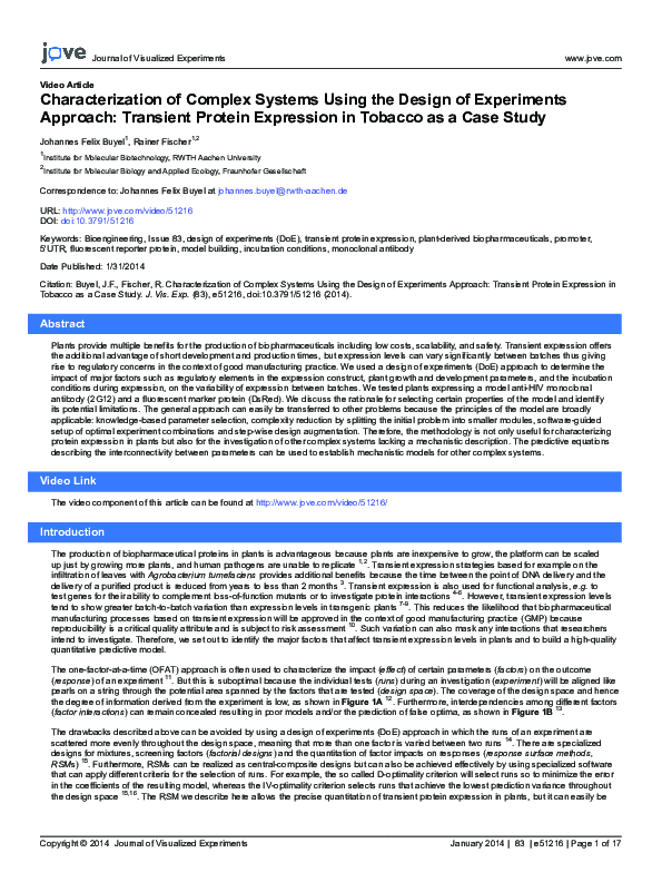 (PDF) Characterization of complex systems using the design of ...