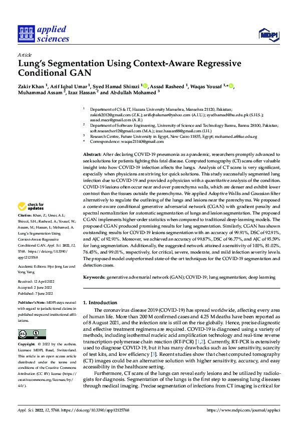 Pdf Lung S Segmentation Using Context Aware Regressive Conditional Gan