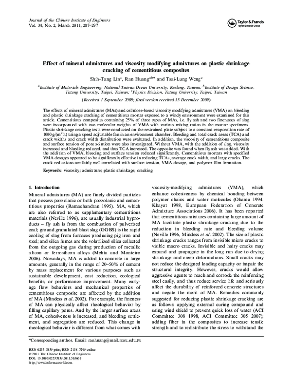 Pdf Effect Of Mineral Admixtures And Viscosity Modifying Admixtures