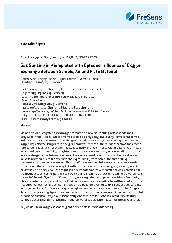 (PDF) Gas sensing in microplates with optodes: Influence of oxygen ...