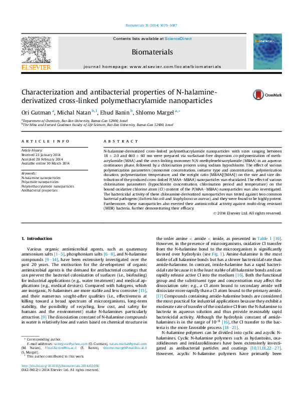 (PDF) Characterization and antibacterial properties of N-halamine ...