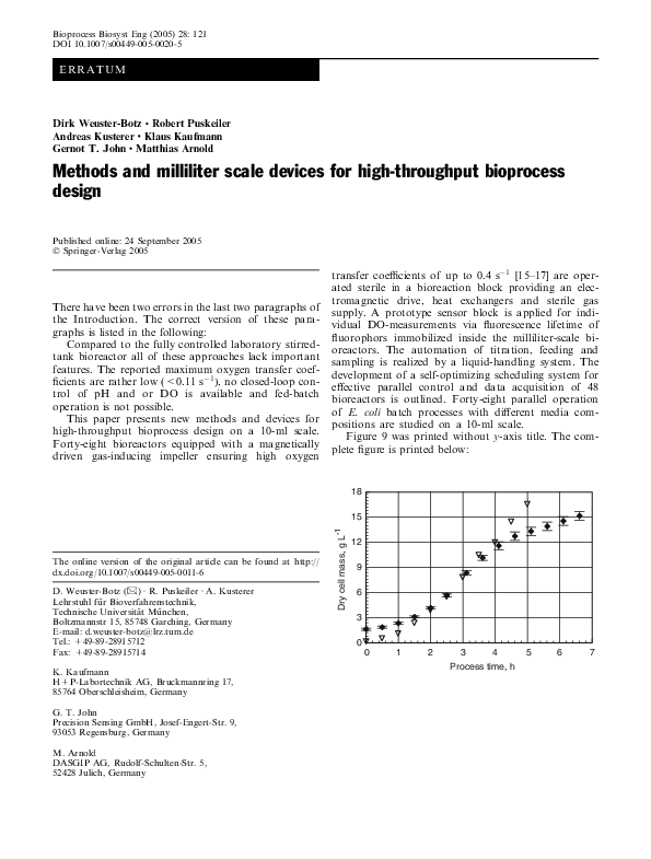 (PDF) Methods and milliliter scale devices for high-throughput ...