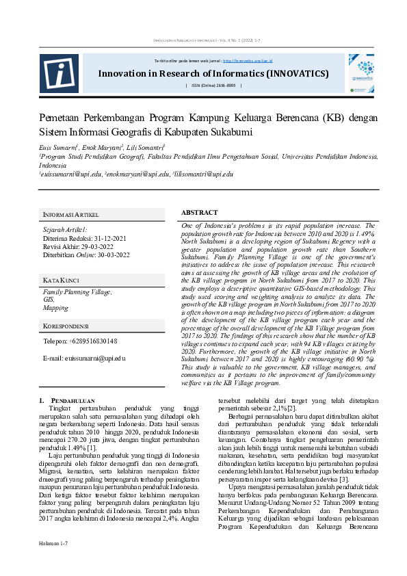 (PDF) Pemetaan Perkembangan Program Kampung Keluarga Berencana (KB ...