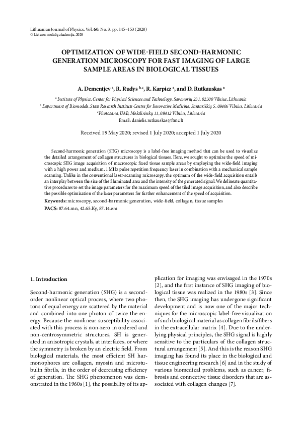 (PDF) Optimization of wide-field second-harmonic generation microscopy for fast imaging of large ...