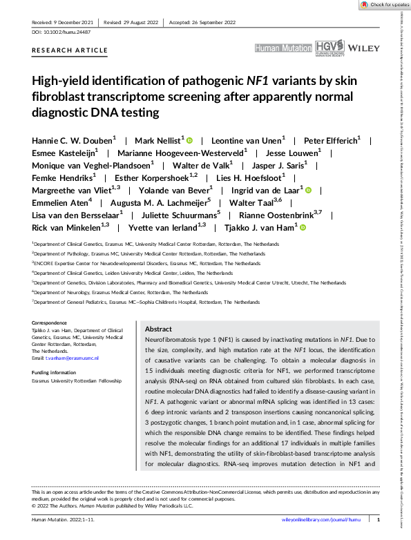 (PDF) High‐yield identification of pathogenic NF1 variants by skin ...