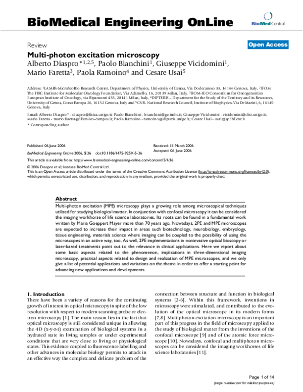 (PDF) Multi-photon excitation microscopy