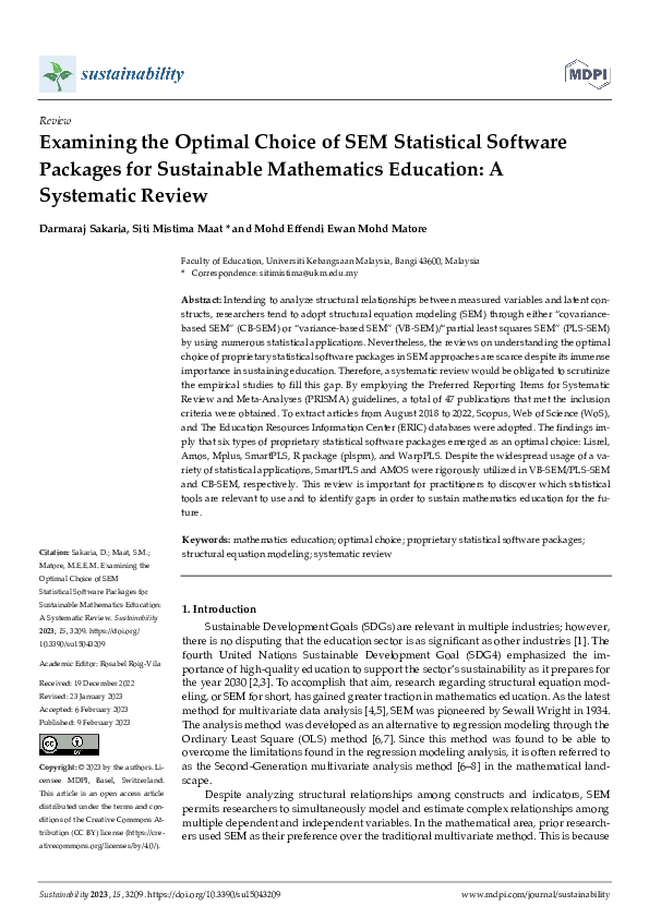 (PDF) Examining the Optimal Choice of SEM Statistical Software Packages ...