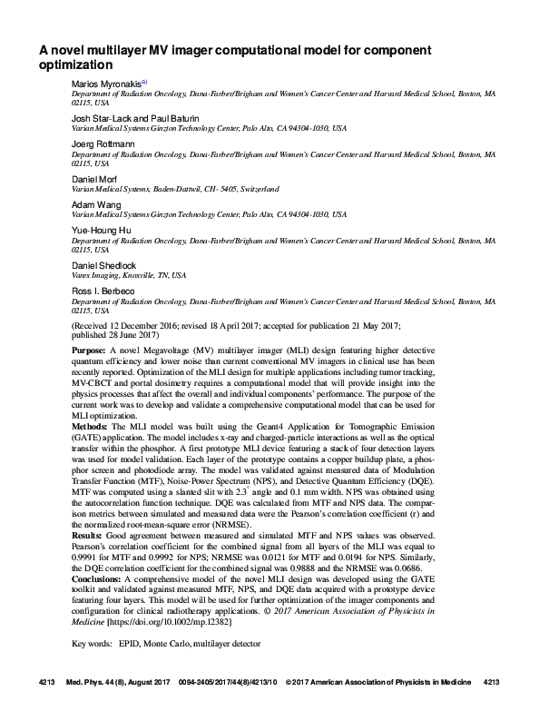(PDF) A novel multilayer MV imager computational model for component optimization