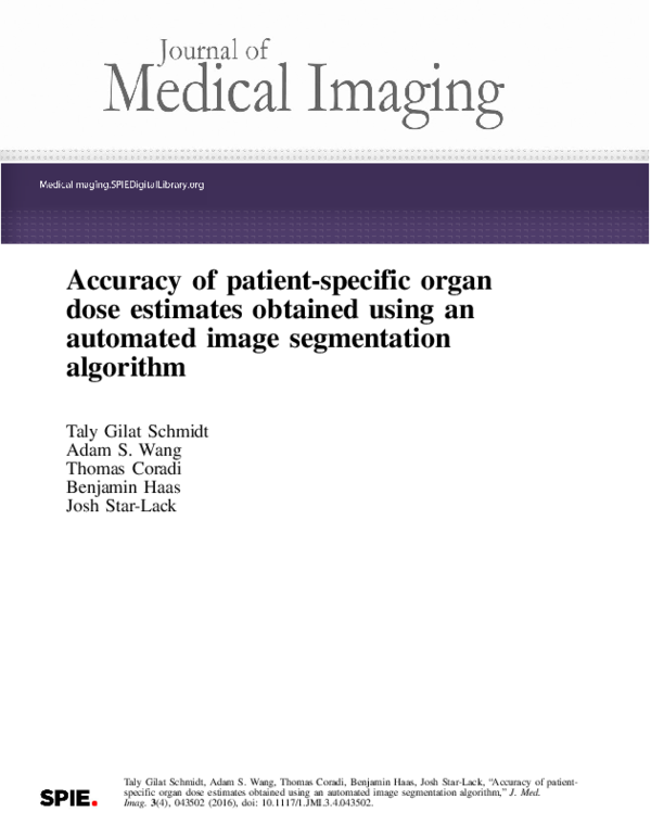 (PDF) Accuracy of patient specific organ-dose estimates obtained using ...