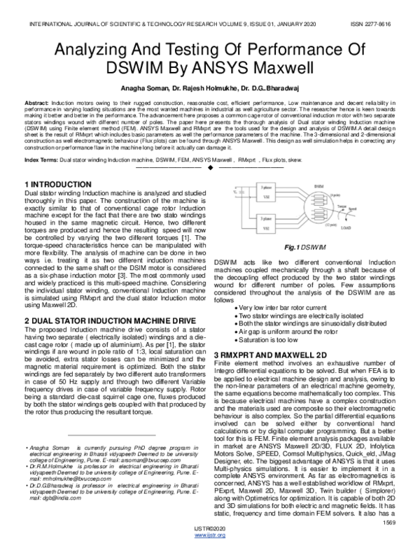 (PDF) Analyzing And Testing Of Performance Of DSWIM By ANSYS Maxwell
