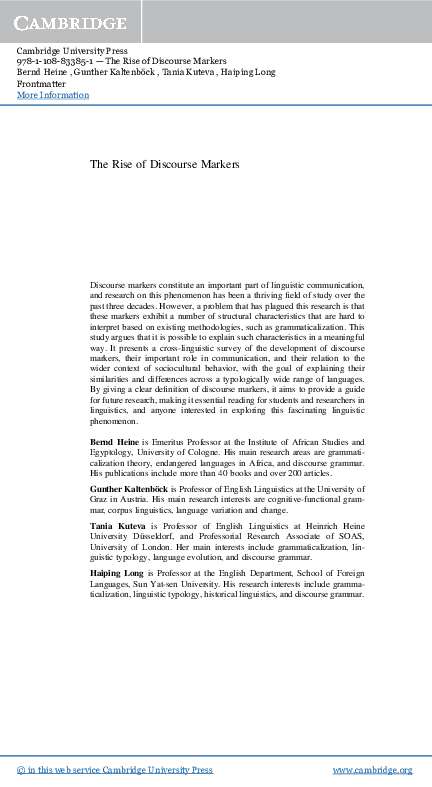 (PDF) The Rise of Discourse Markers